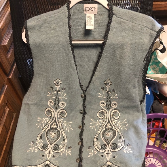 Koret | Jackets & Coats | Koret Vintage Embroidered Knit Vest 52 35 Or ...